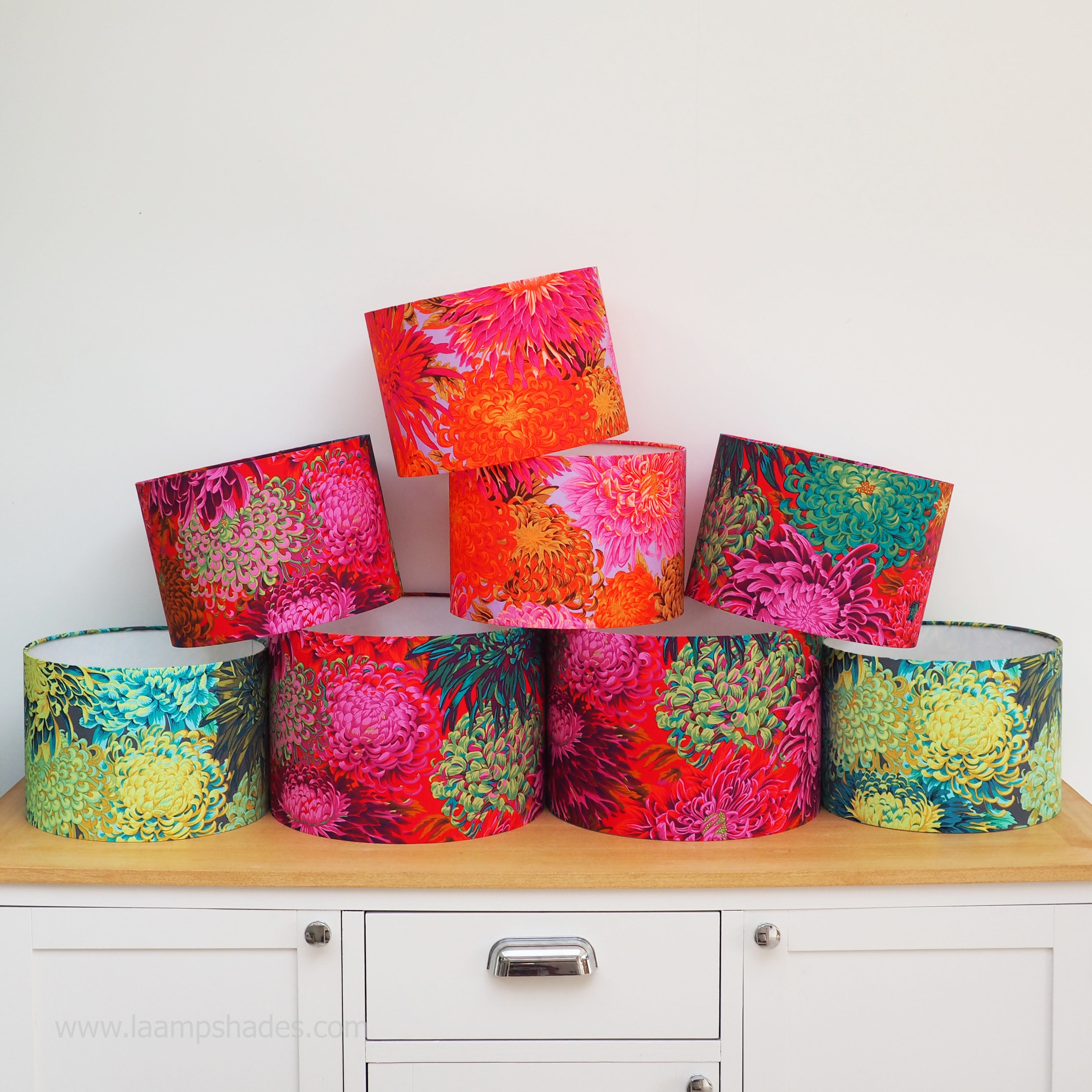 Handmade drum and box pleat loose cover lampshades laampshades